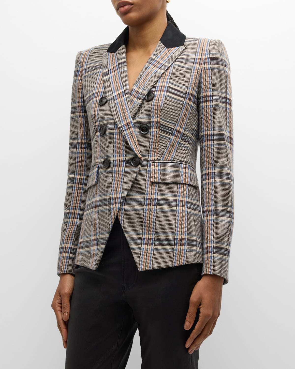 Veronica Beard Miller Dickey Jacket With Elbow Patches - Black Multi | Editorialist